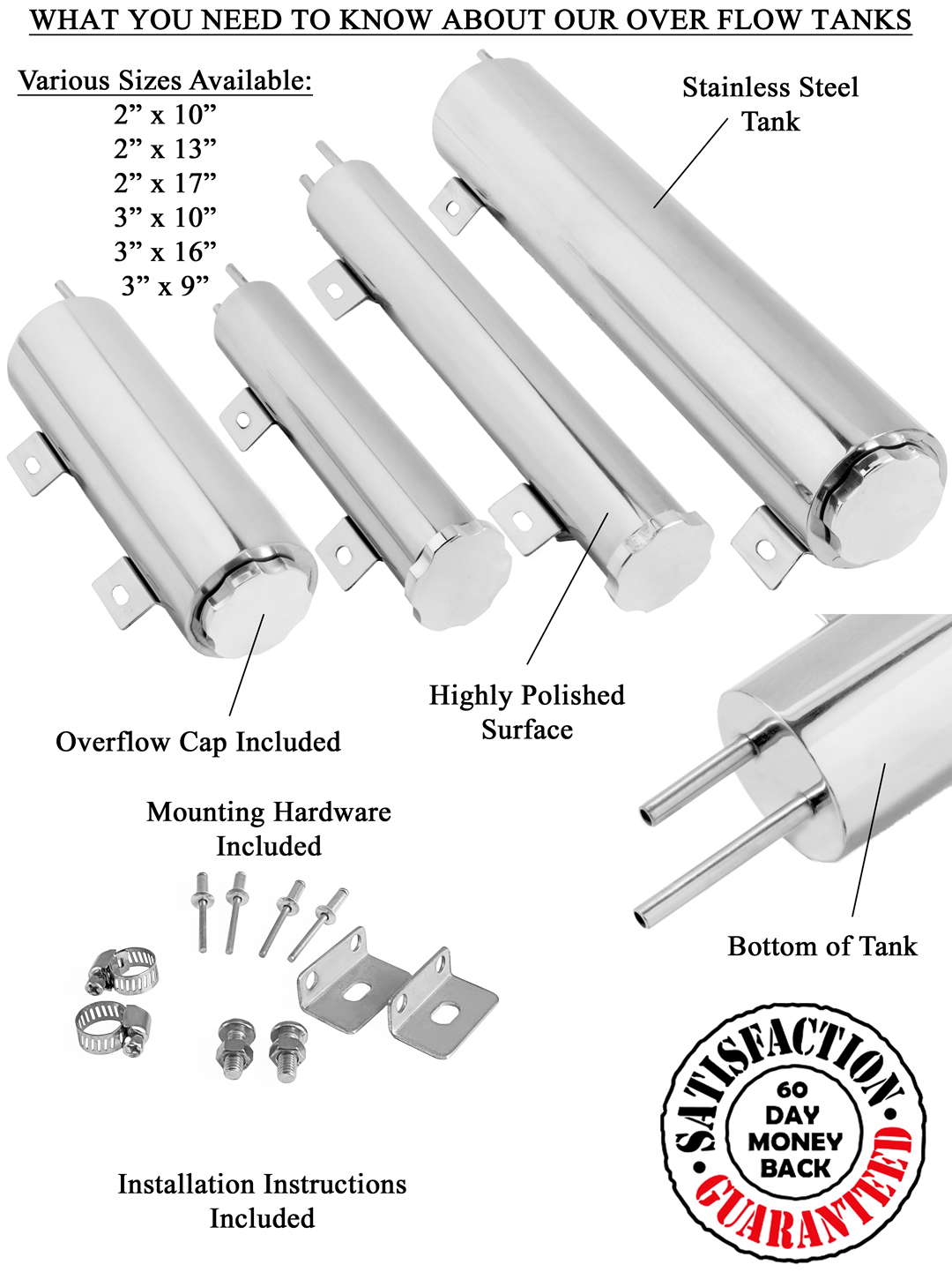 Stainless Steel Overflow Tank 3in x 9in