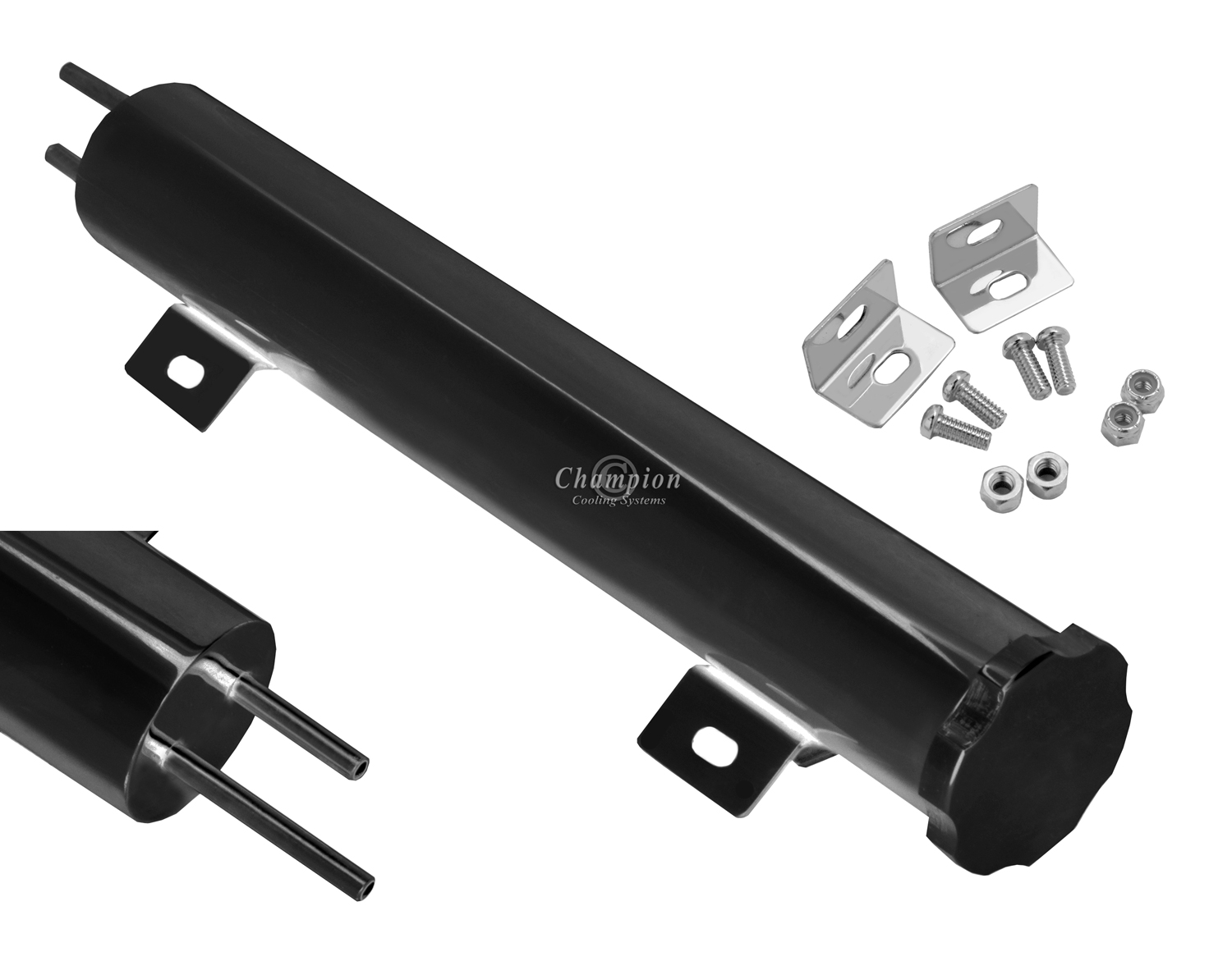 Black Finish Stainless Steel Overflow Tank 2in x 13in