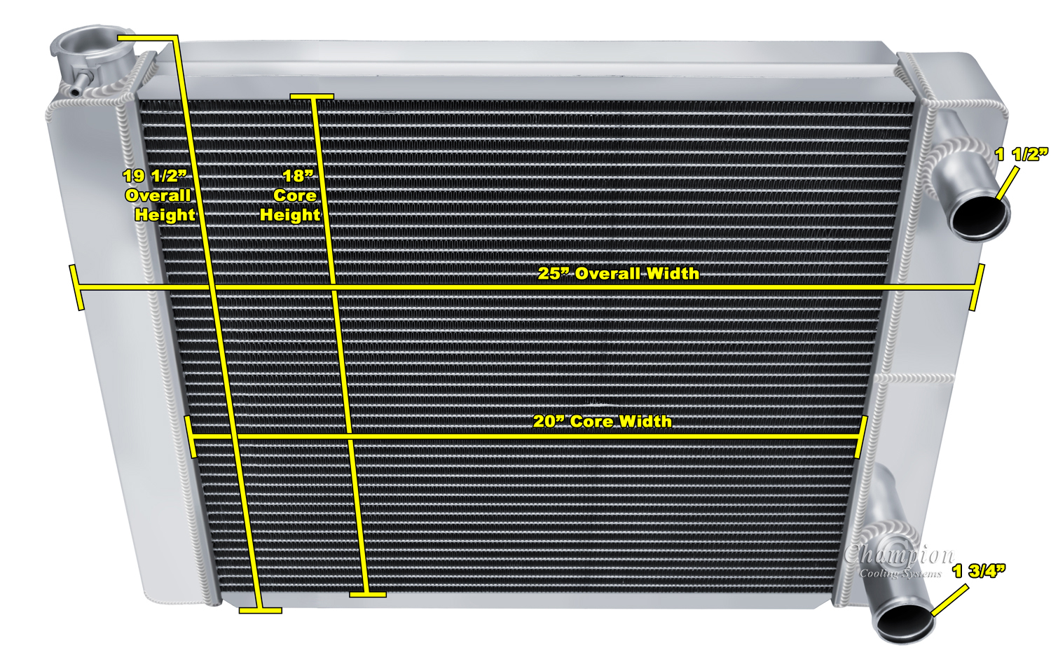 Universal-3-Row-Dual-Pass-Cross-Flow-20in-Core-Radiator